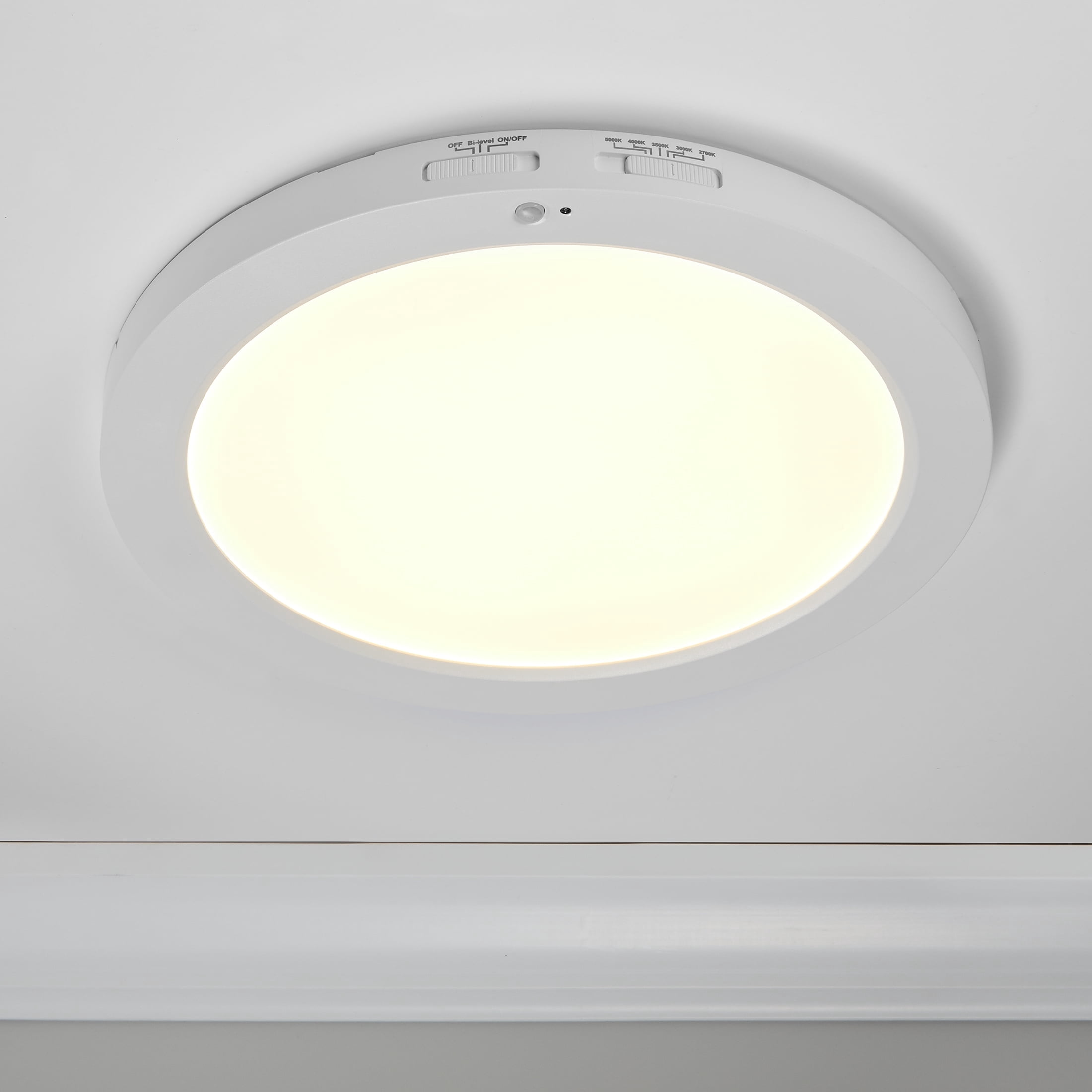 Maxxima 12 in. Round PIR Motion Sensor LED Ceiling Light Fixture, Flush ...