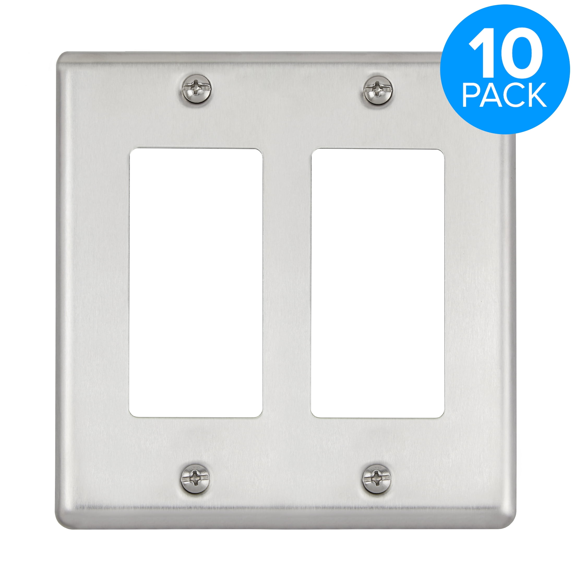 Maxxima 2 Gang Decorative Wall Plate, Stainless Steel (10 Pack ...