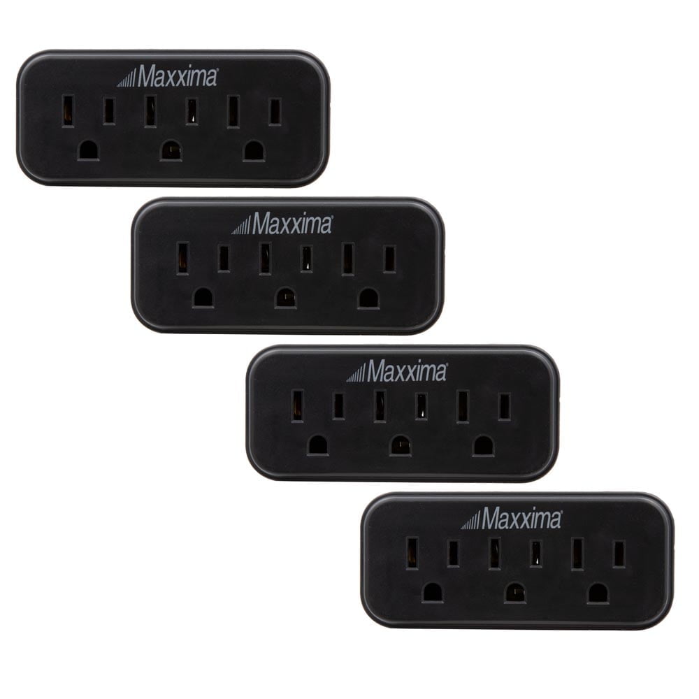 Maxxima 3-Prong Grounded Multi Outlet Adapter, Triple Electrical Wall ...