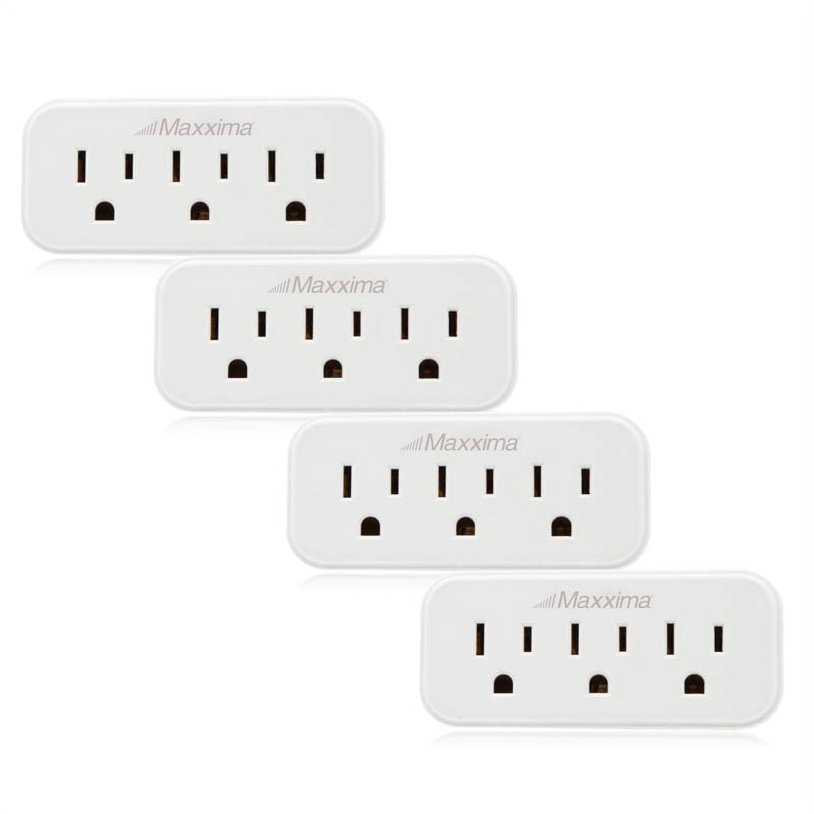 Maxxima 3 Grounded Multi Outlet Adaptor Wall Plug, Electric Extender ...