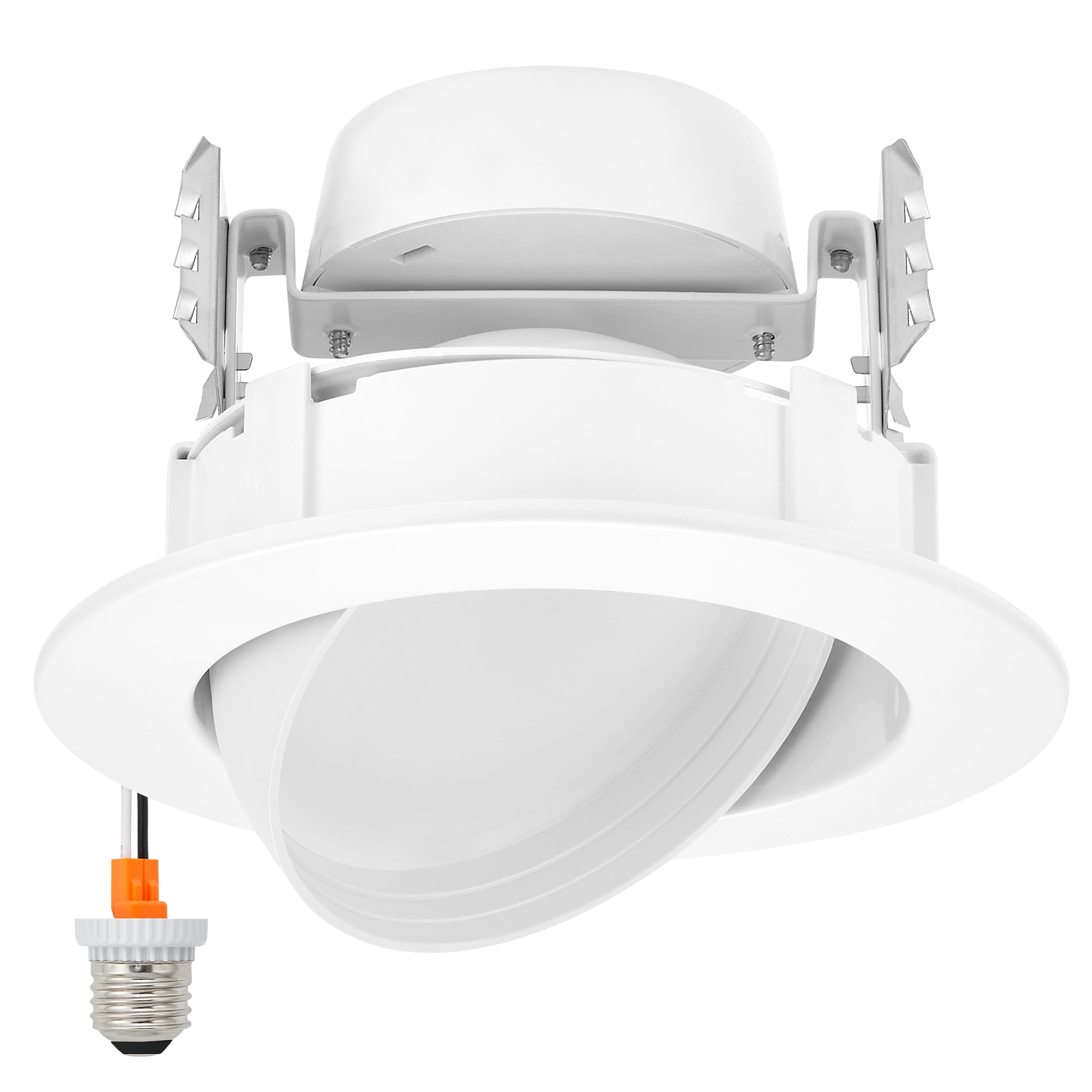 Maxxima 4 in. Adjustable Recessed LED Gimbal Downlight, Plastic Trim ...