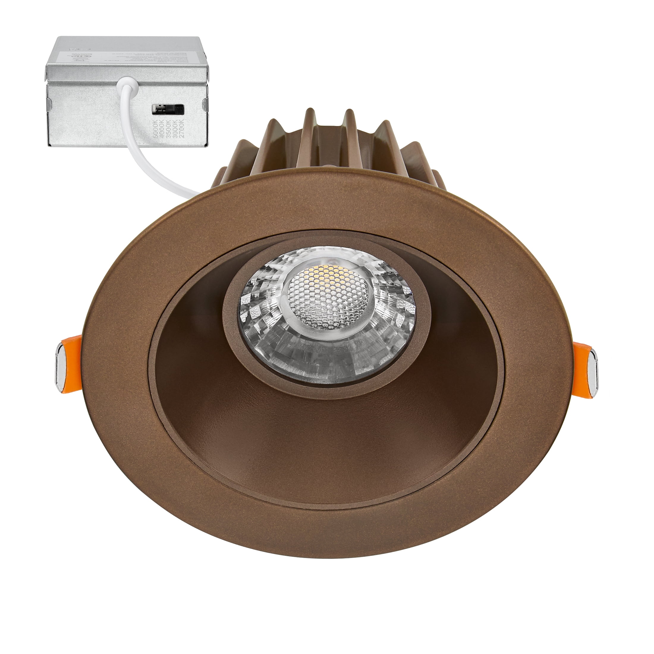 Maxxima 4 in. Slim Round Recessed Anti-Glare LED Downlight, Bronze Trim ...