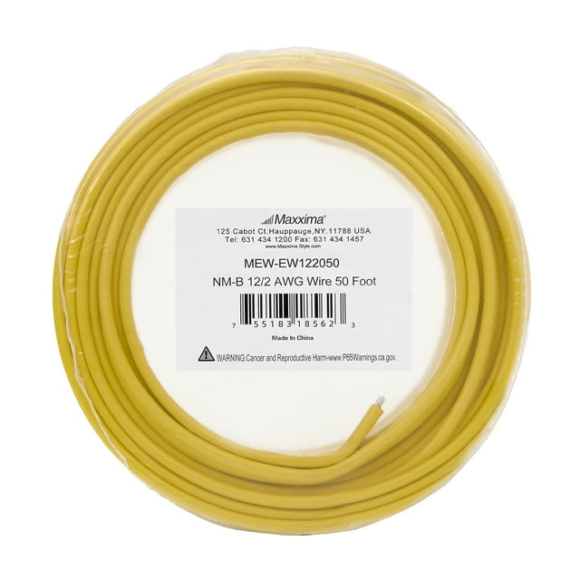 Free Shipping! Maxxima 50 Ft. 12/2 Yellow NM-B Solid Copper Electrical ...