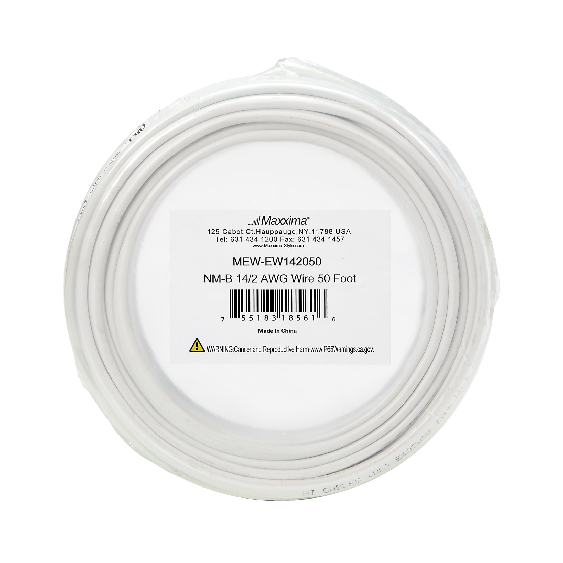 Maxxima 50 Ft. 14/2 NM-B Solid Copper Electrical Wire, 600V, for ...