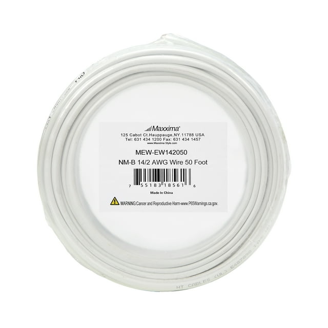 Maxxima 50 Ft. 14/2 NM-B Solid Copper Electrical Wire, 600V, for ...