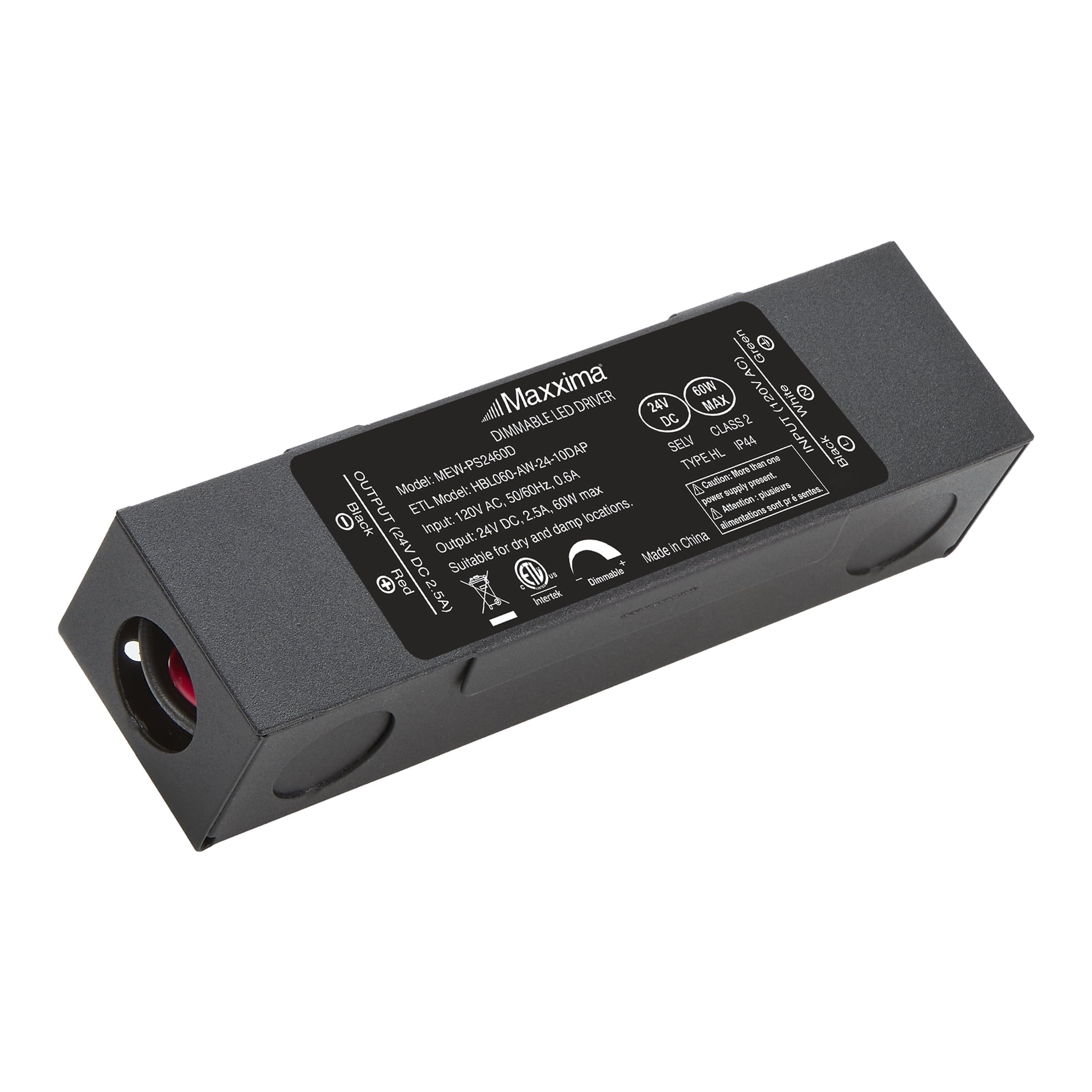 Maxxima 60W Power Supply 120VAC to 24VDC Transformer, Compatible with ...