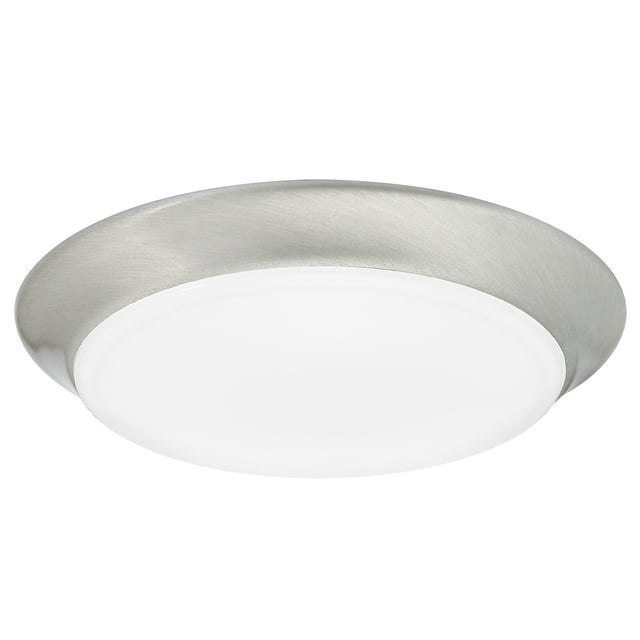 Maxxima 7 in. Satin Nickel Slim Round LED Flush Mount Ceiling Light ...