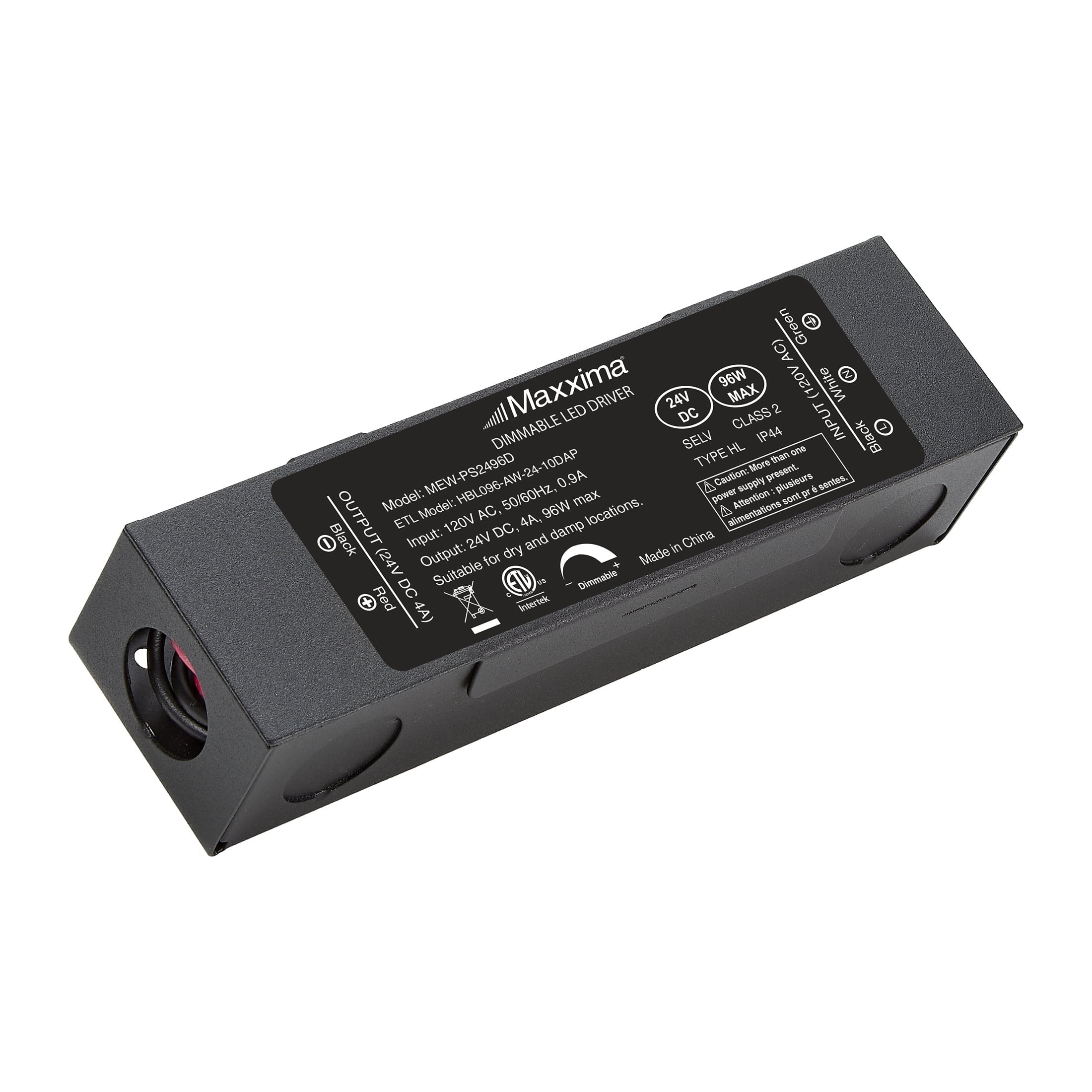 Maxxima 96W Power Supply 120 VAC to 24 VDC Transformer, Compatible with ...