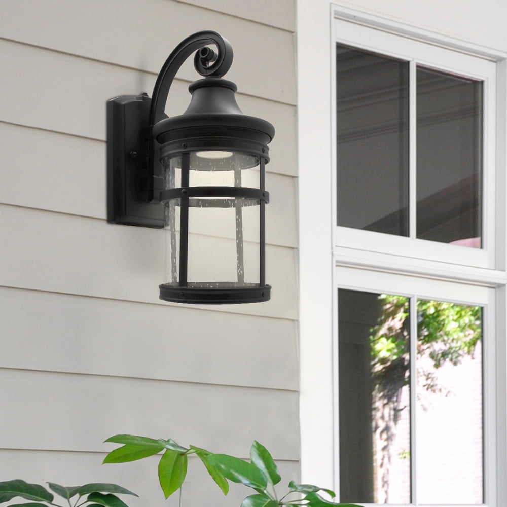 Maxxima LED Outdoor Porch Light w/ Seeded Glass, Dusk to Dawn ...