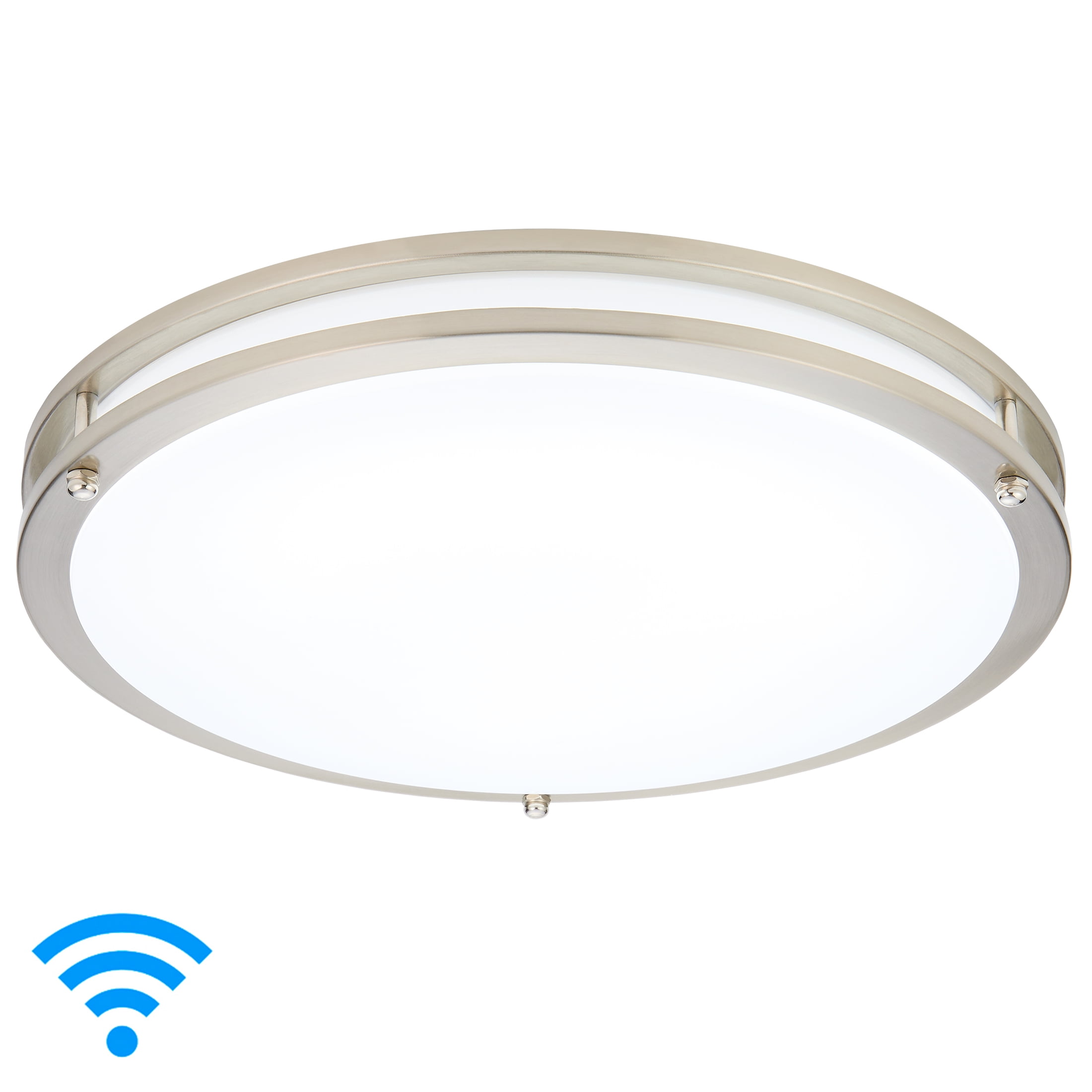 Maxxima Luvoni 14 in. Smart WiFi LED Ceiling Light - Dual Ring Satin ...