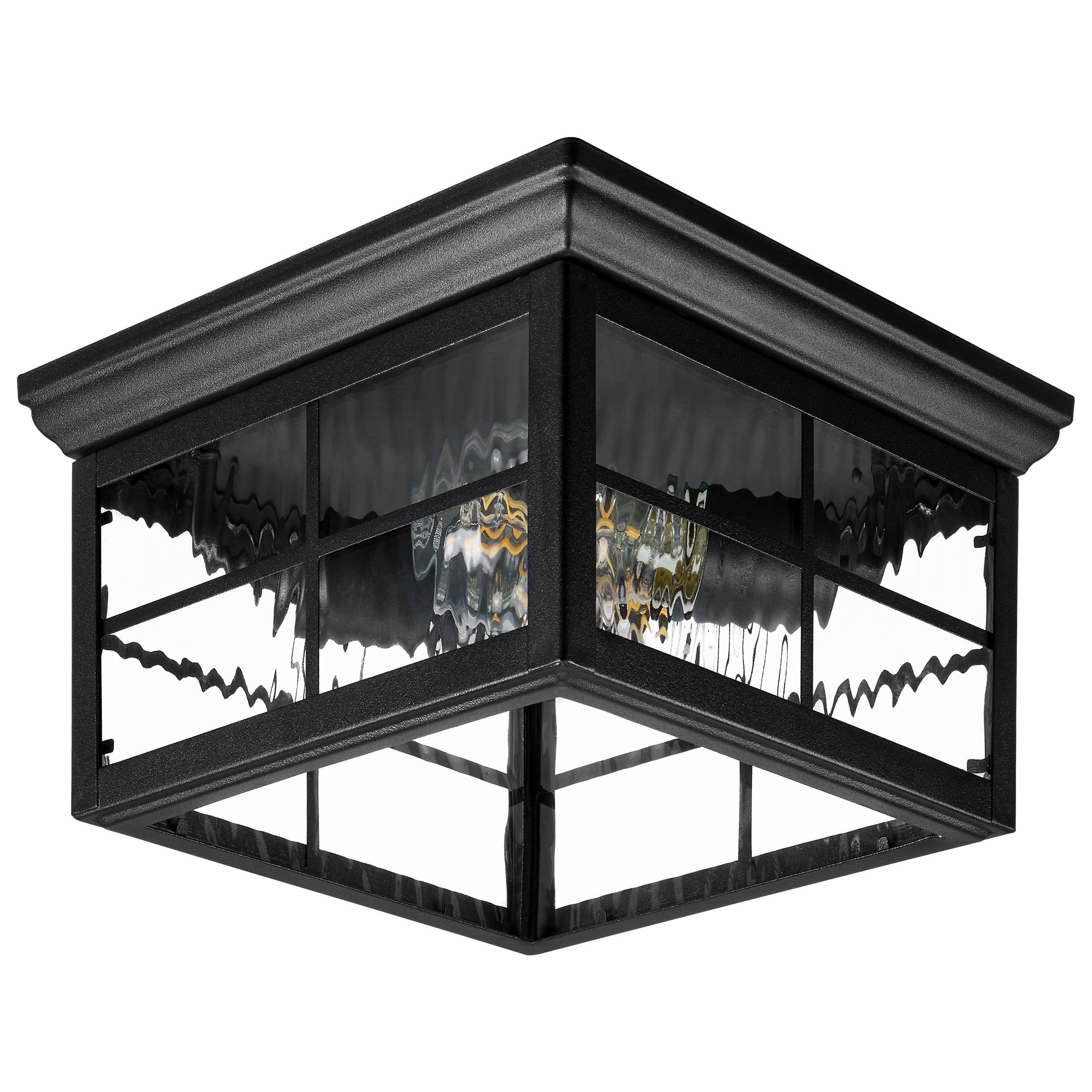 Maxxima Black Outdoor Flush Mount 2-Light Ceiling Fixture, for Porch ...