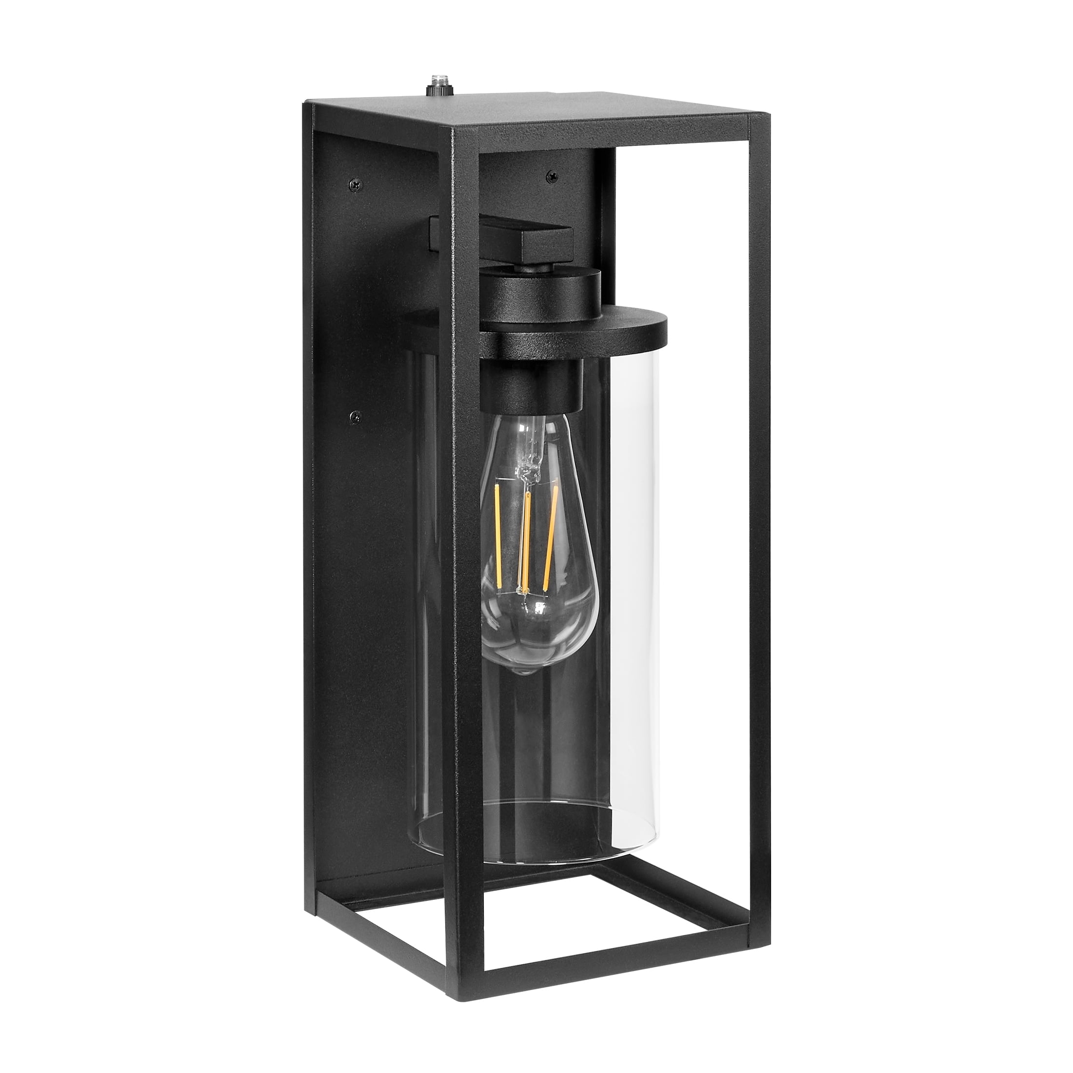 Maxxima Outdoor Wall Sconce, Black Rectangular Fixture w/ Clear Glass ...