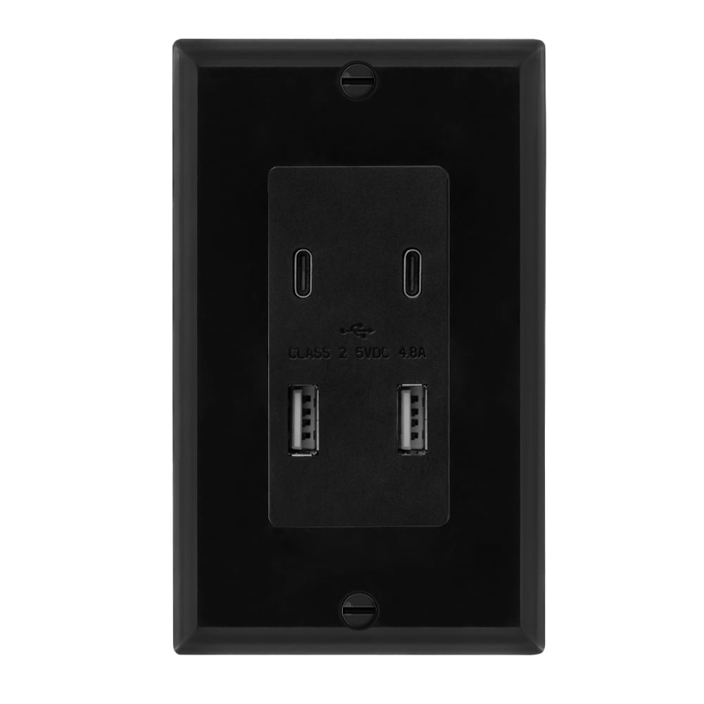 Maxxima USB Wall Charger, 4 USB Ports, 2 USB-C and 2 USB-A, 4.8A Output ...
