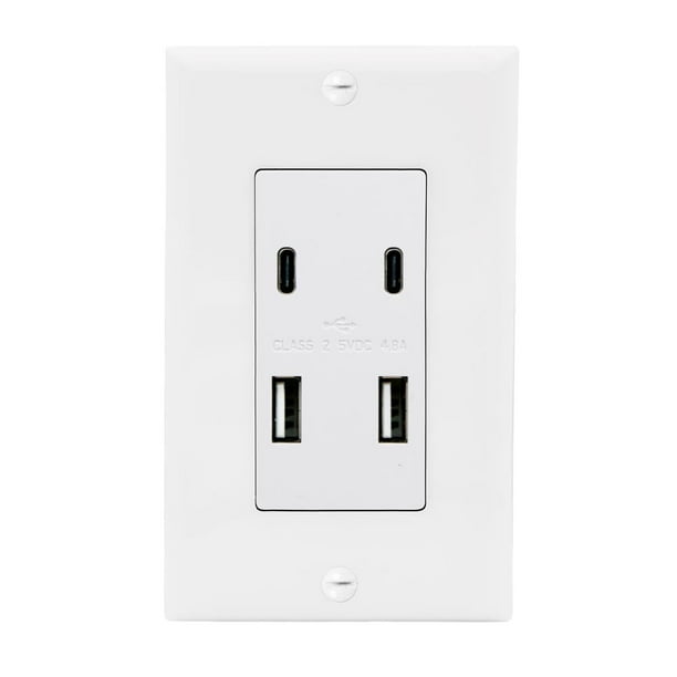 Maxxima USB Receptacle Outlet - 4.8A USB C/A High Speed 4 USB Wall ...