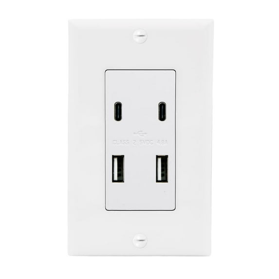 Maxxima Dual USB Outlet - 4.8A High Speed 4 Ports, Vertical Socket, AC ...