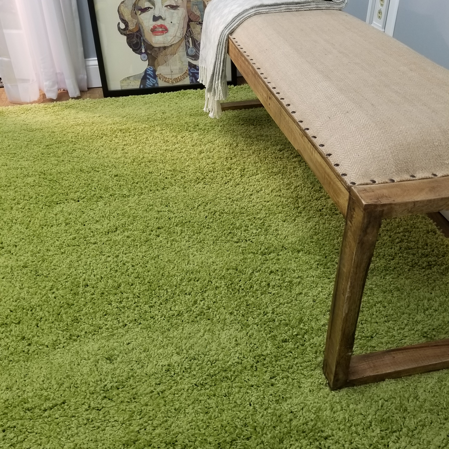 Maxy Home Bella Solid Green 6 ft. 7 in. x 9 ft. 3 in. Shag Area Rug ...