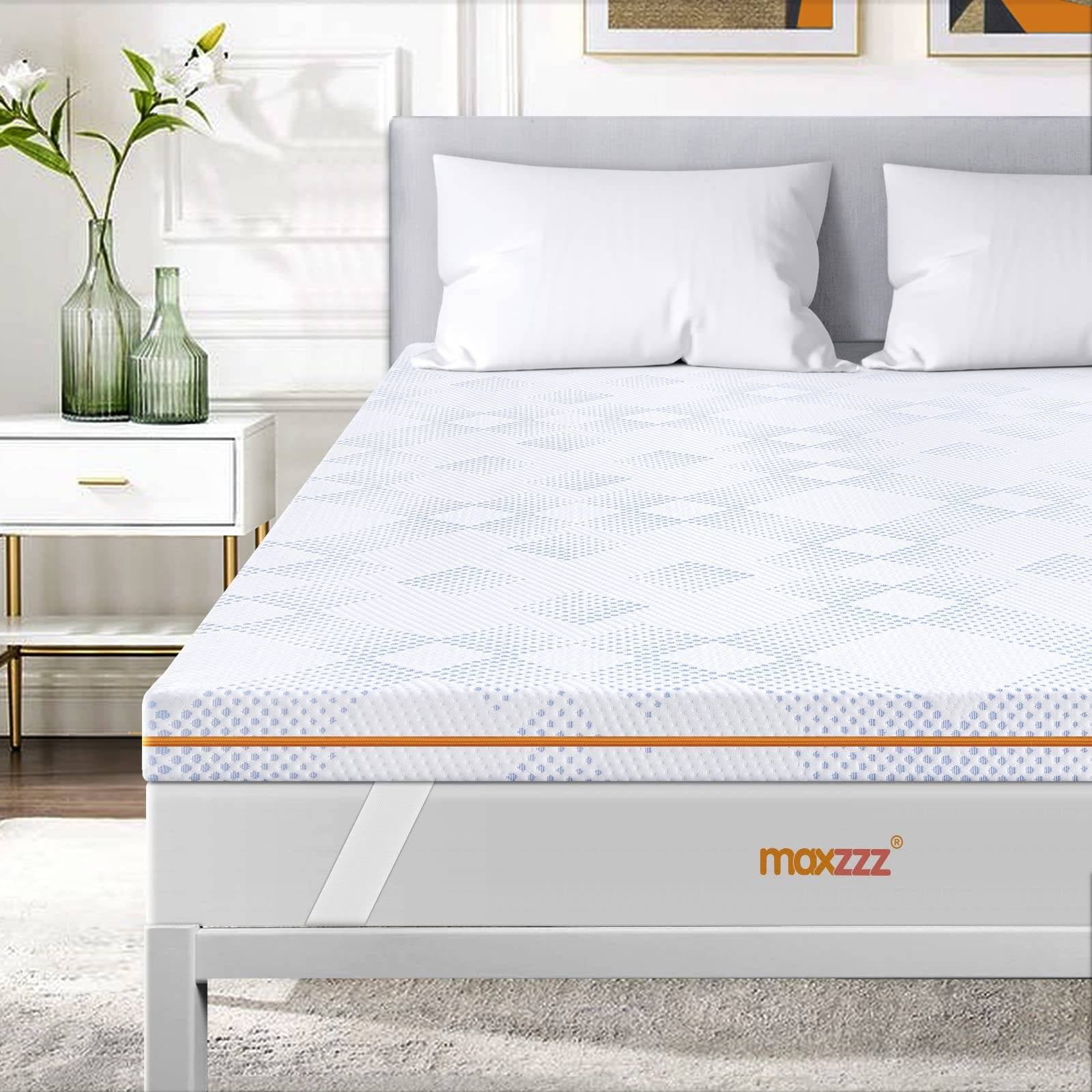 Maxzzz 3 inch Gel Cooling Memory Foam Mattress Topper with Removable ...