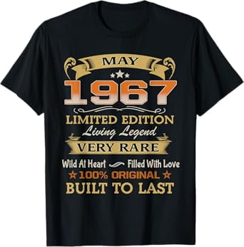 May 1967 Limited Edition Living Legend 55Th Birthday Funny Vintage T ...
