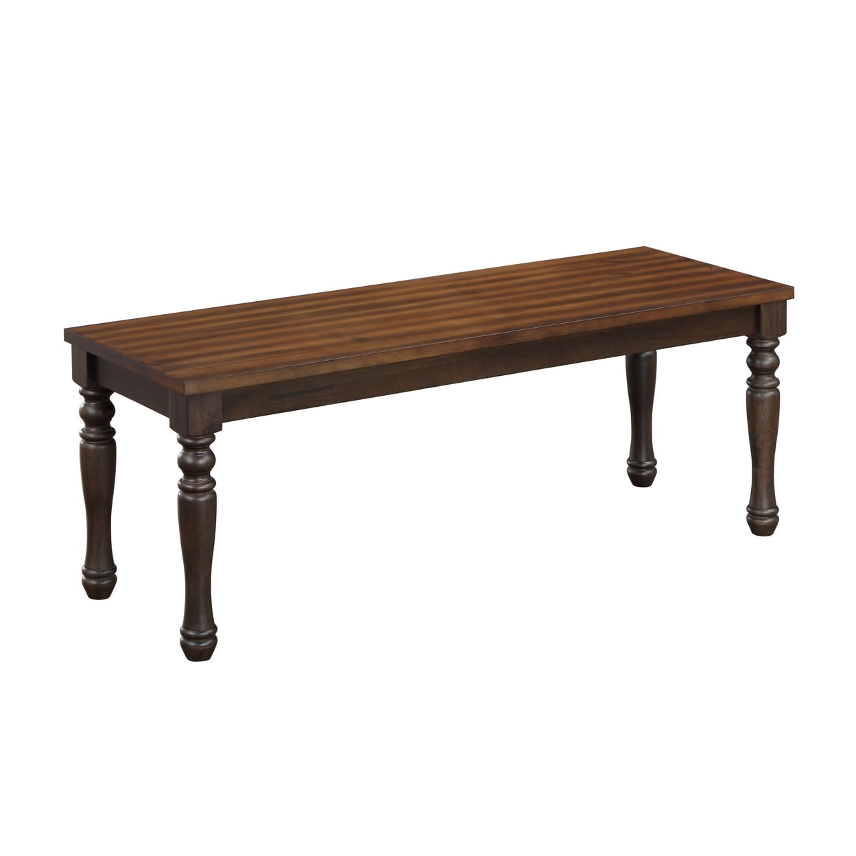 May 48 Inch Two Tone Dining Bench - Turned Legs - Rich Brown Wood ...
