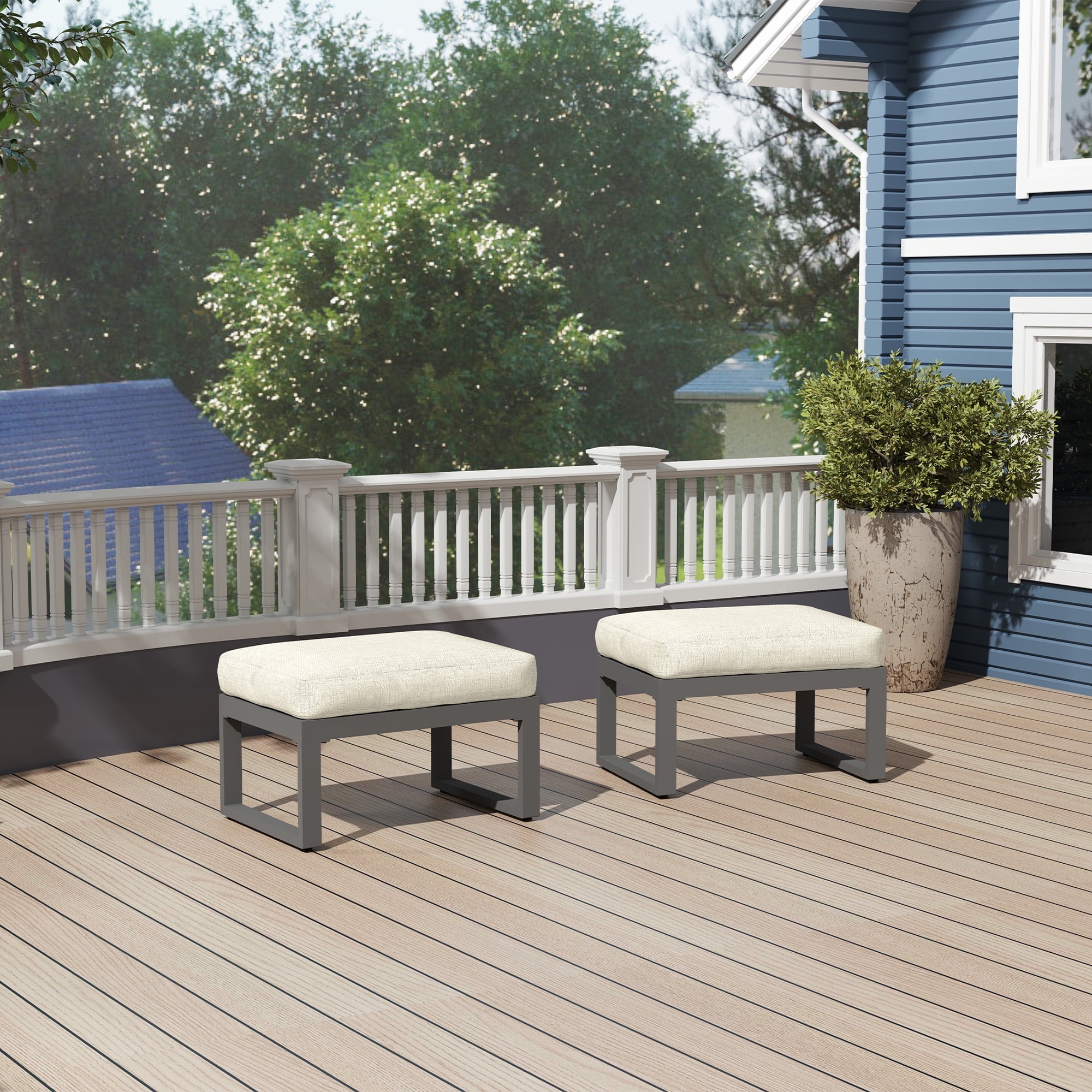 May in Color 2 Pieces Aluminum Outdoor Patio Ottoman Set, Outdoor Foot ...