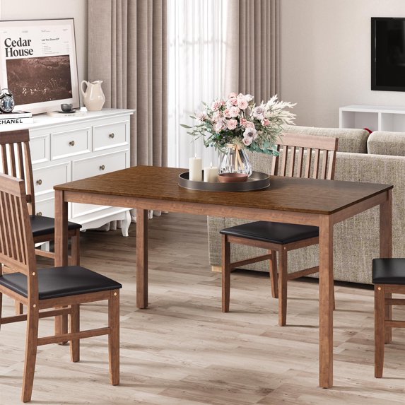 May in Color 55" Farmhouse Rectangular Dining Table for 4-6, Solid Wood ...