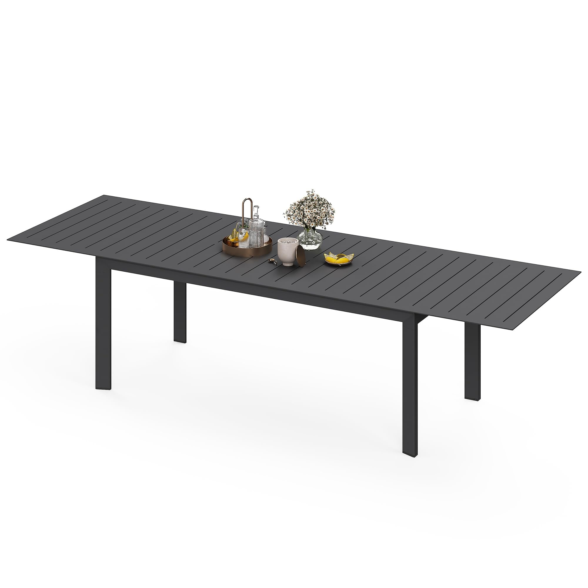 May in Color Aluminum Expandable Patio Dining Table with Smooth Sliding ...