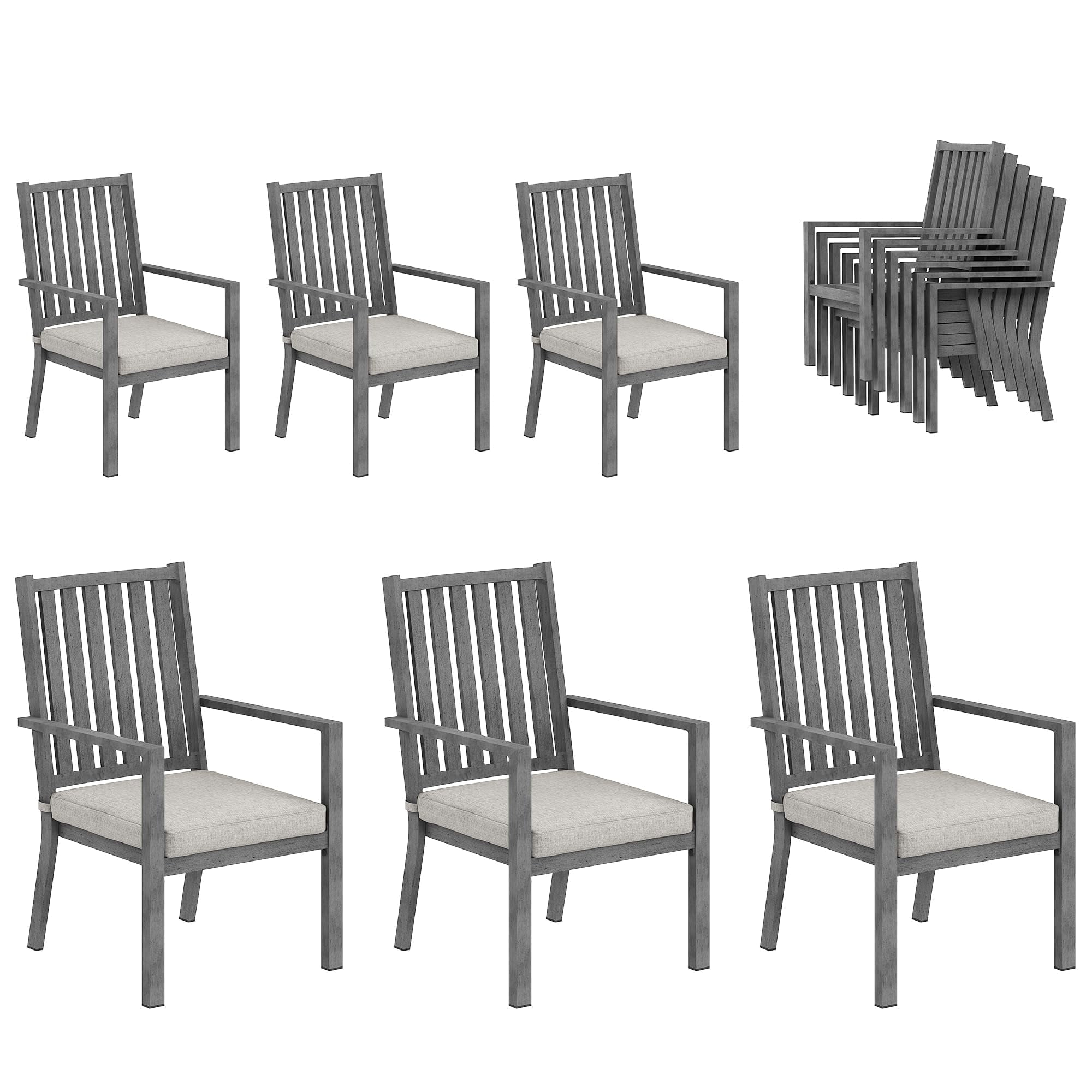 May in Color Patio Dining Chair Set of 6, Aluminum Outdoor Dining ...