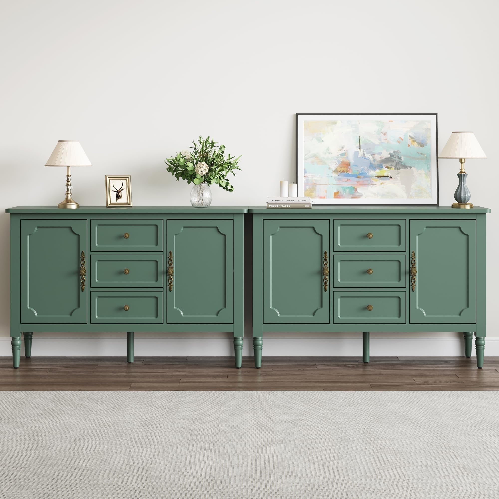 May in Color Storage Cabinet Set of 2, 47" x 16" x 32", Green, 2 Doors ...