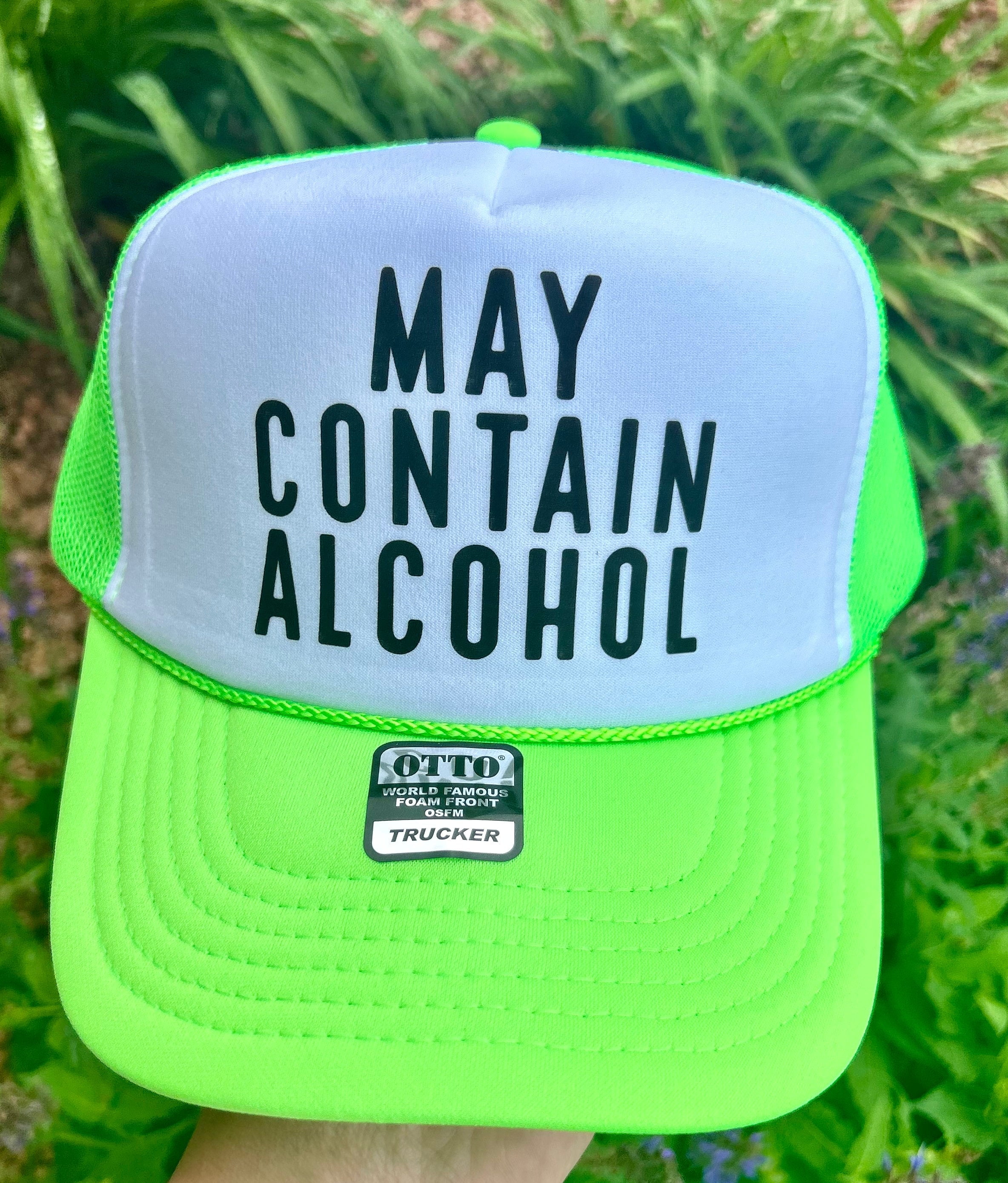 Southern Attitude Designs- May Contain Alcohol Neon Green & White ...