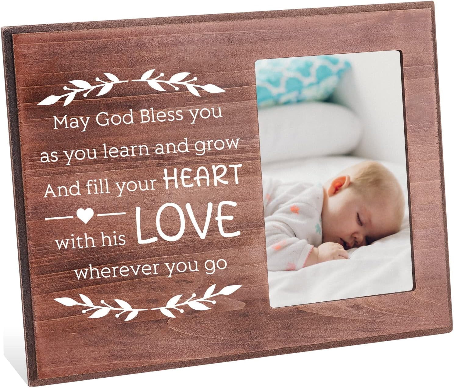 May God Bless You as You Learn and Grow Picture Frame 4x6Inch Baptism ...