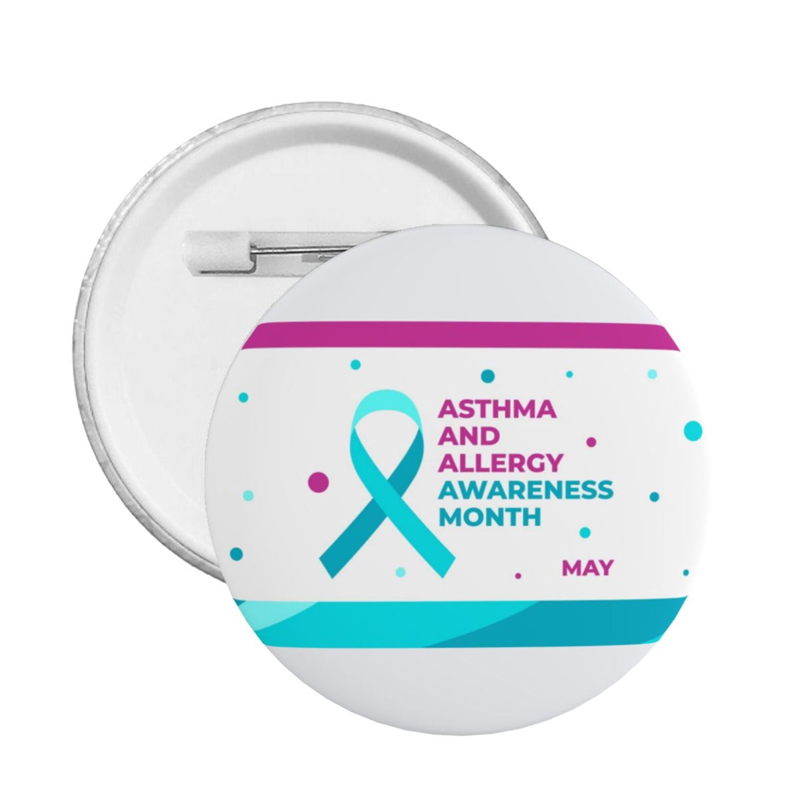 May Is Asthma And Allergy Awareness Month Circular Button Fashion Badge ...