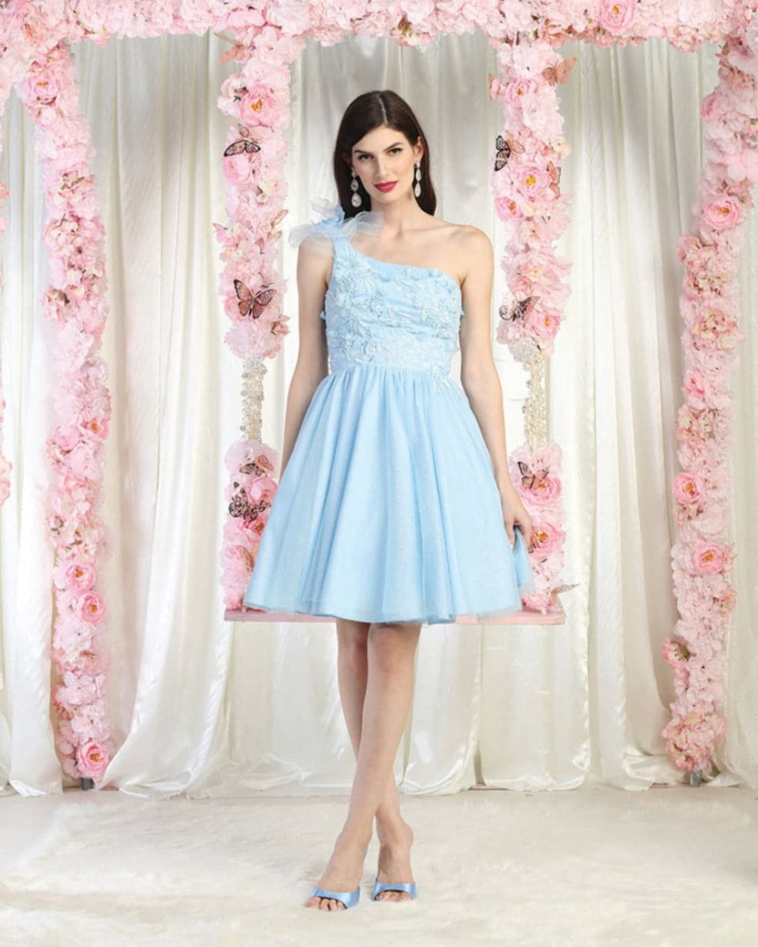 May Queen MQ1952 Juniors Womens 3D Floral Applique Corset Back Mesh ...