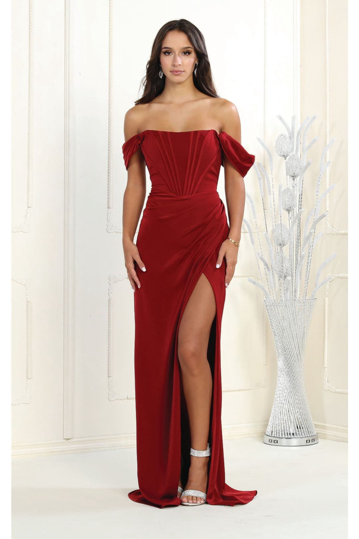May Queen MQ1953 Juniors Womens Bone Corset Off The Shoulder Satin ...