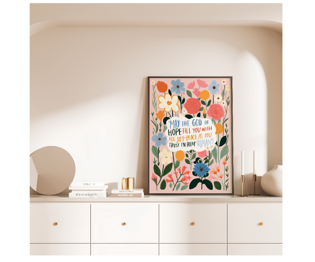 May The God Of Hope Floral Christian Poster Colourful Christian Prints ...