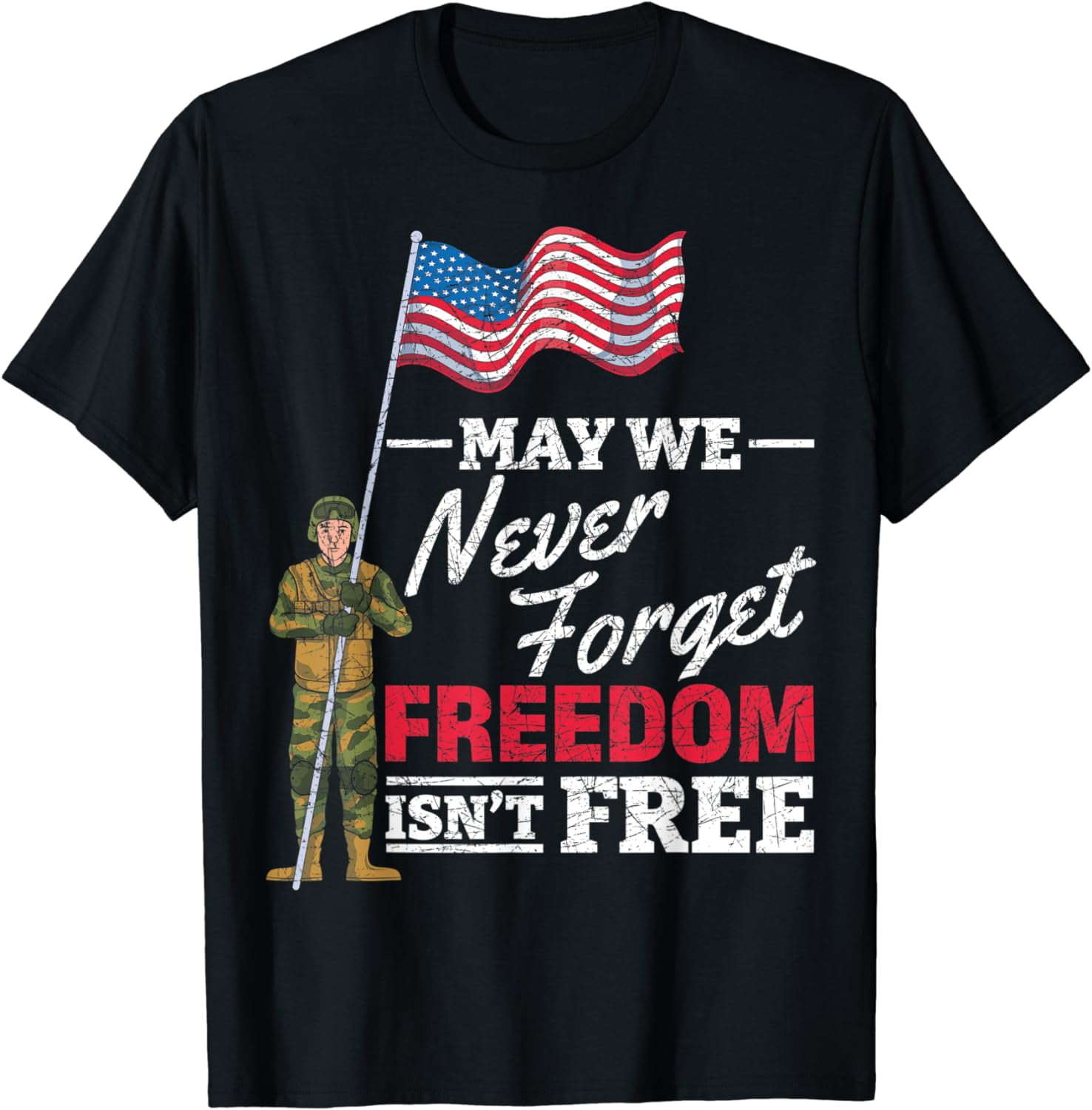 May We Never Forget Freedom Isnt Free US Flag Memorial Day T-Shirt ...