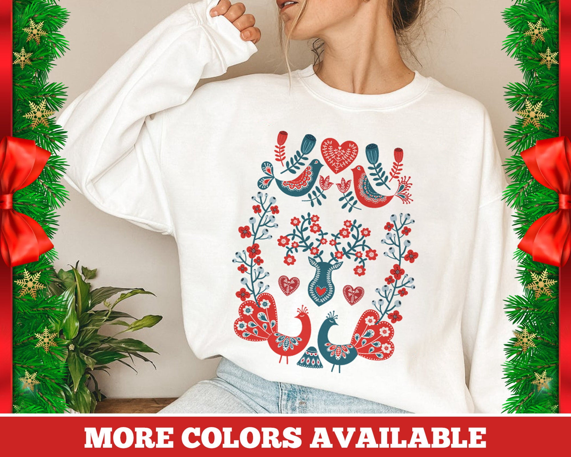May include White TShirt with a festive Scandinavianinspired design ...