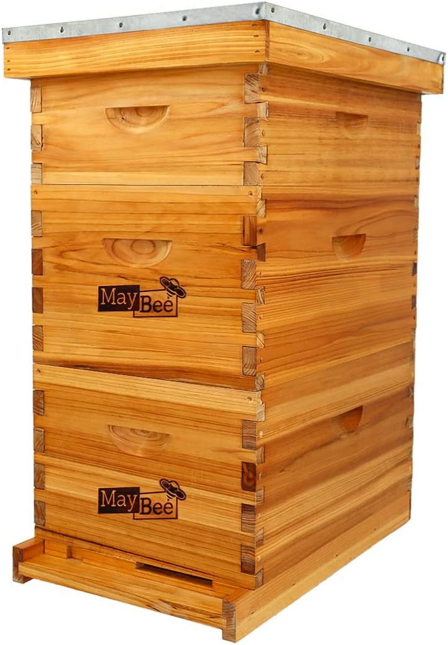 MayBee 8-Frame Langstroth Beehive Dipped in 100% Beeswax, Bee Hive for Beginner, Honey Bee Hives ...