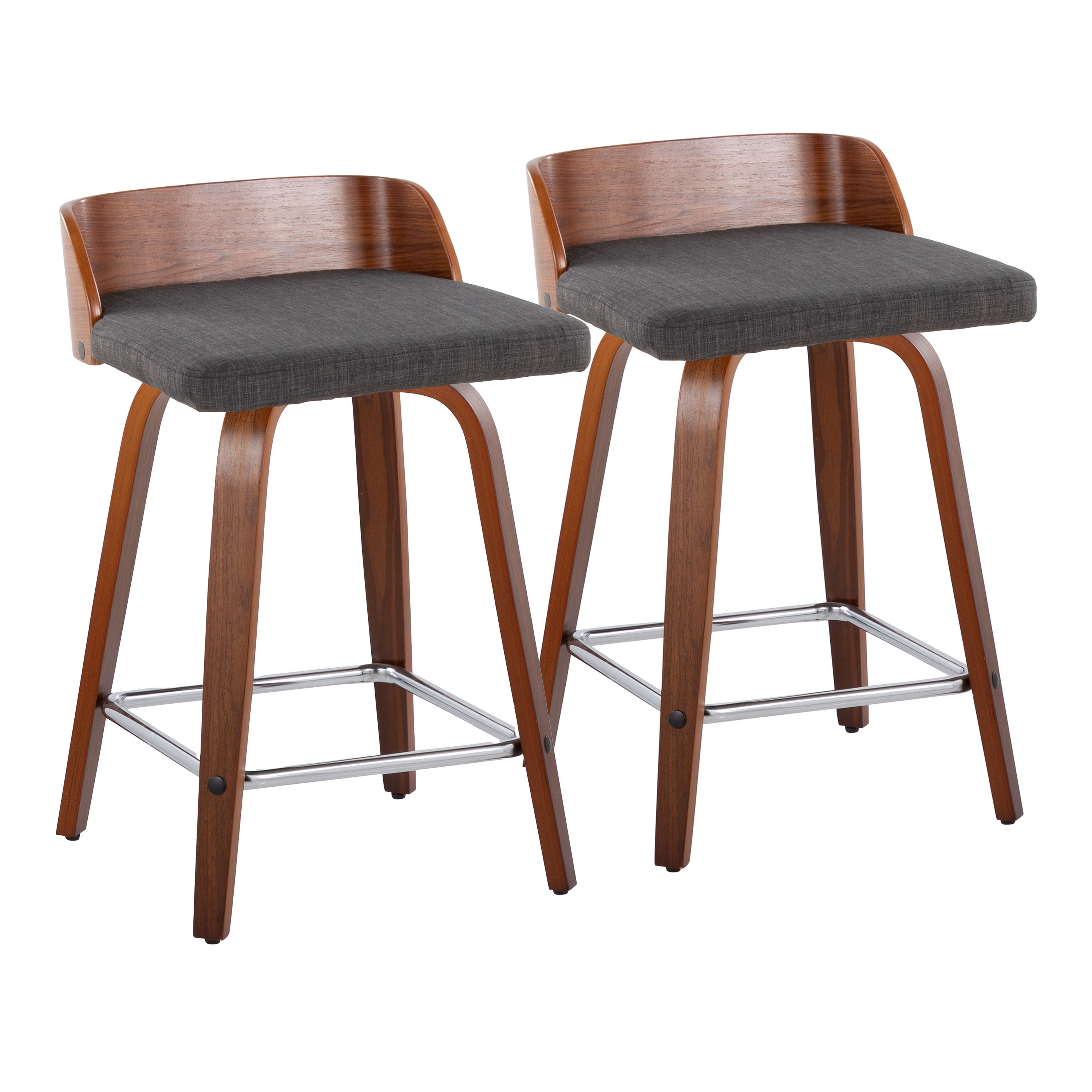 Maya 24" Counter Stools Set of 2: Mid-Century Modern Wood Stool with ...