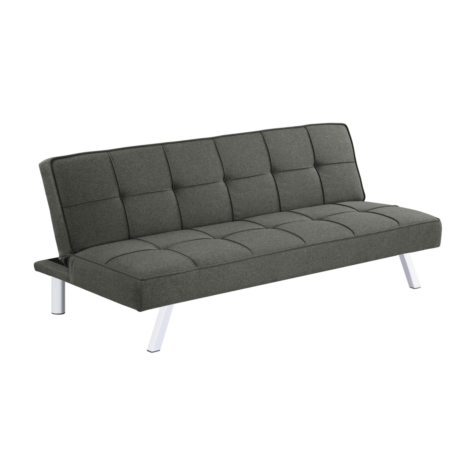 Benjara Maya 69 Inch Sofa Bed Futon, Tufted Gray Linen Like Fabric ...