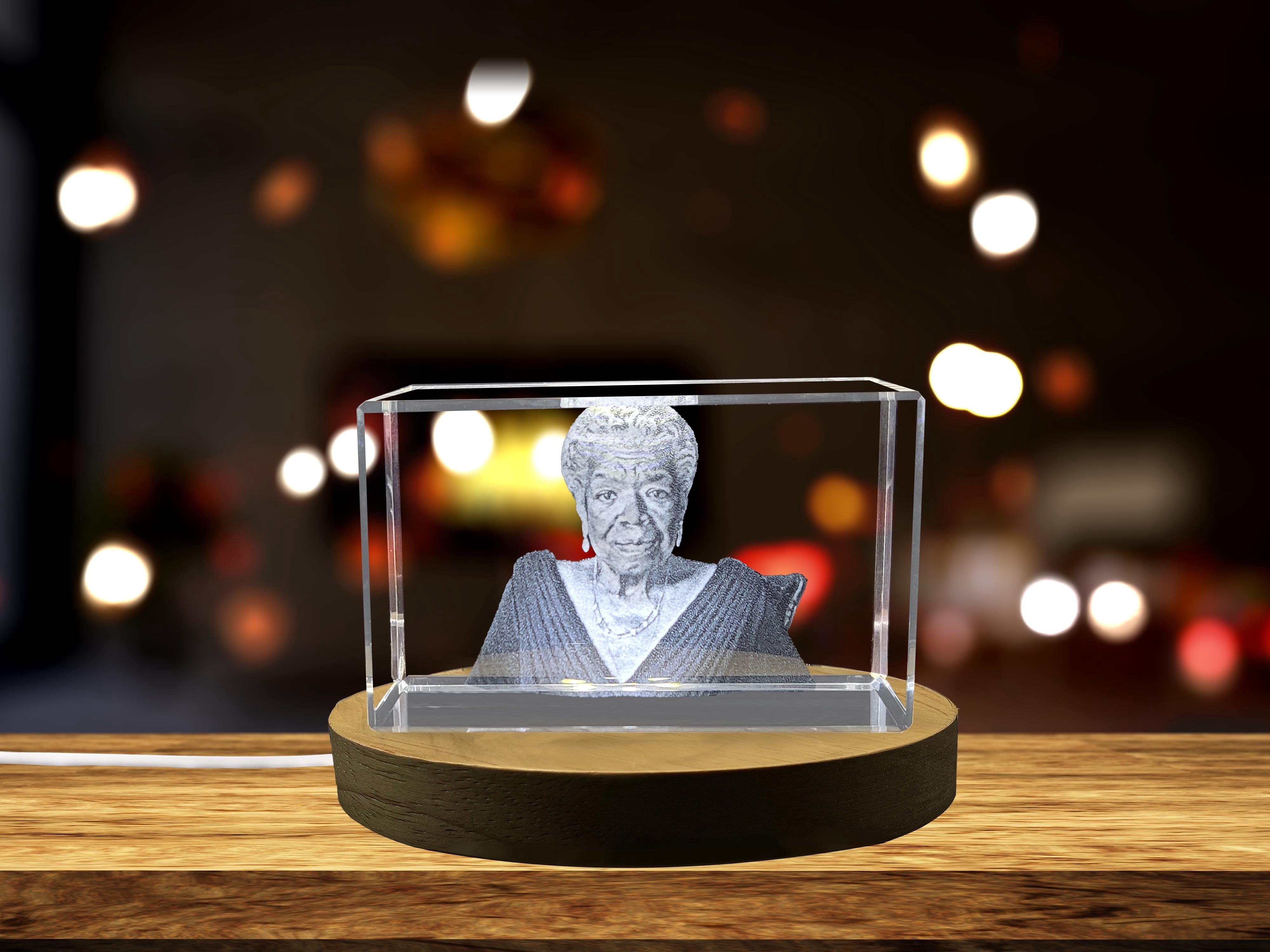 Maya Angelou 3D Engraved Crystal - Celebrate the Legacy of a Literary ...