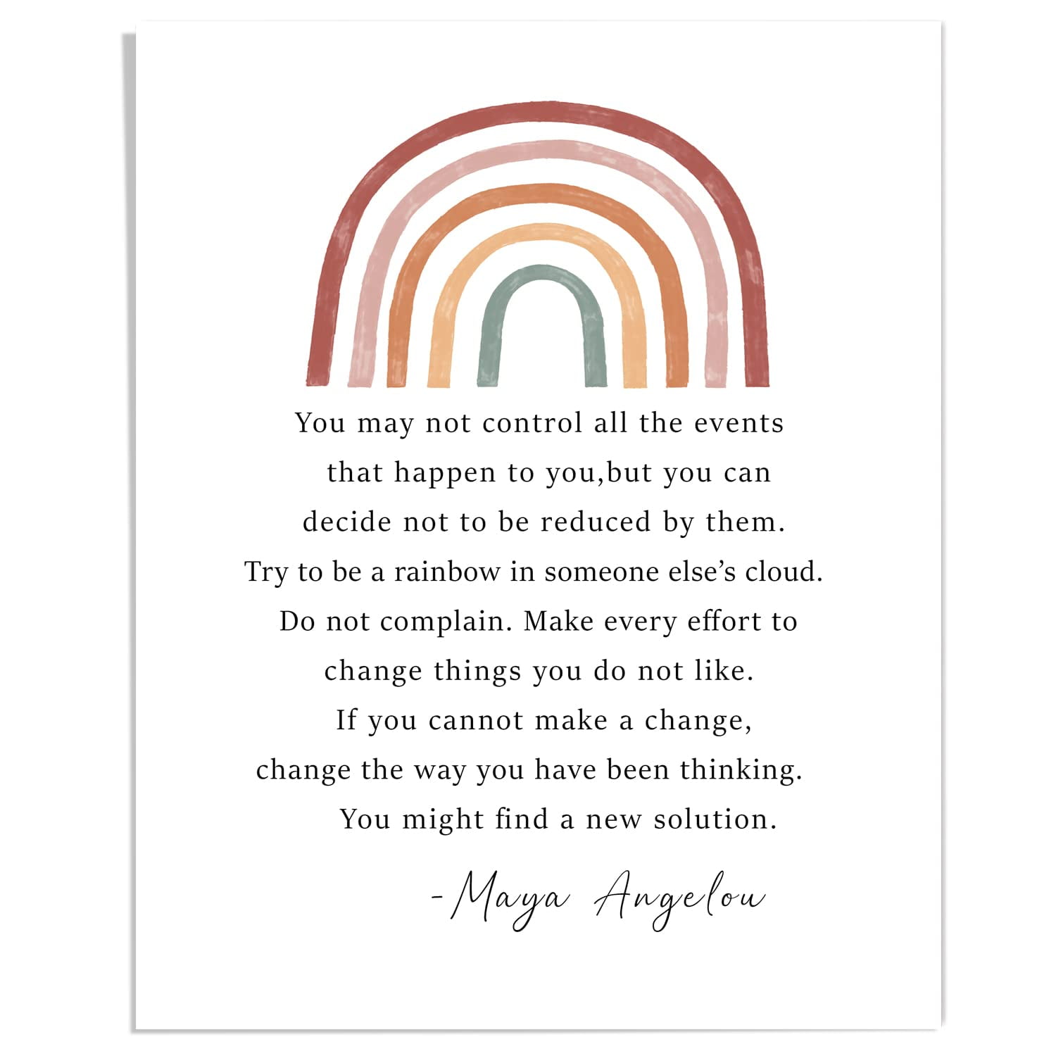 Maya Angelou Quote â€˜Be a Rainbowâ€™ Watercolor Wall Art - Office Wall ...