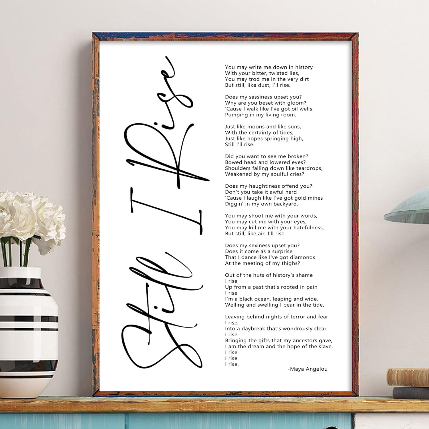 Maya Angelou Quotes Wall Art Canvas Still i Rise Wall Art Positive ...