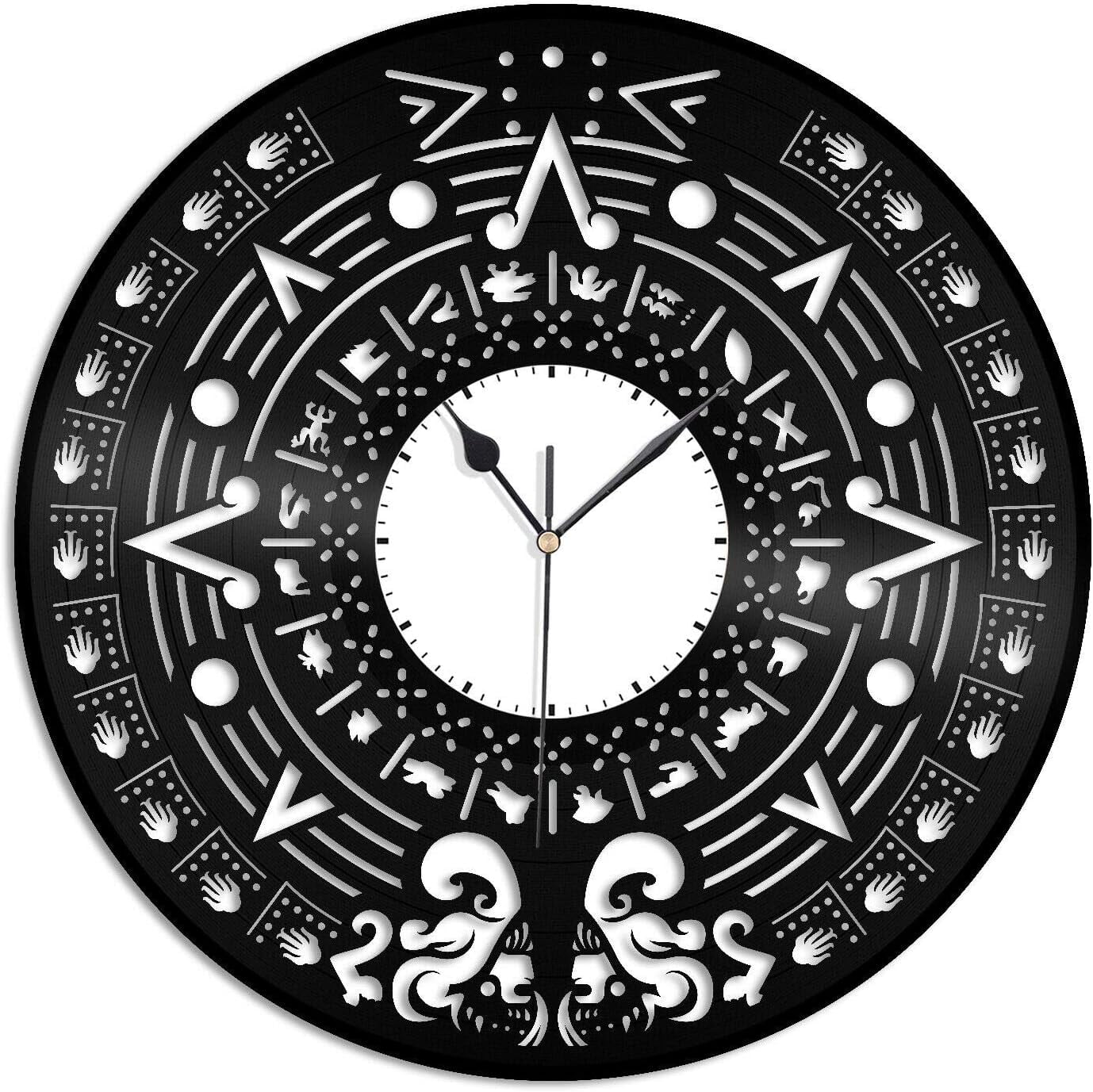 Maya Calendar Vinyl Wall Clock,Vinyl Record Clock Wall Art Unique Room ...