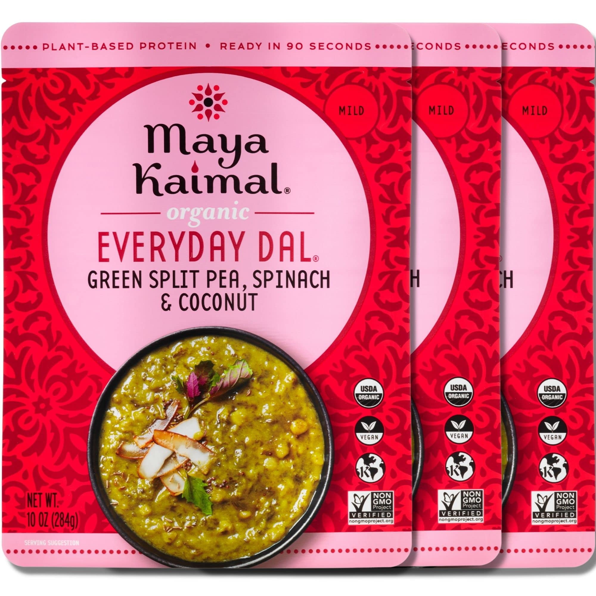 Maya Kaimal Organic Indian Foods | KKS1 Green Split Pea Everyday Dal | 10oz (PACK of 3 ...