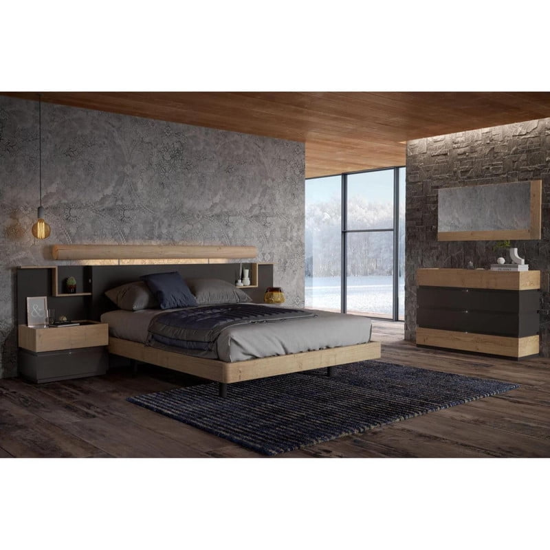 Maya Modern Queen Bedroom Set, Oak, 5-Piece - Walmart.com