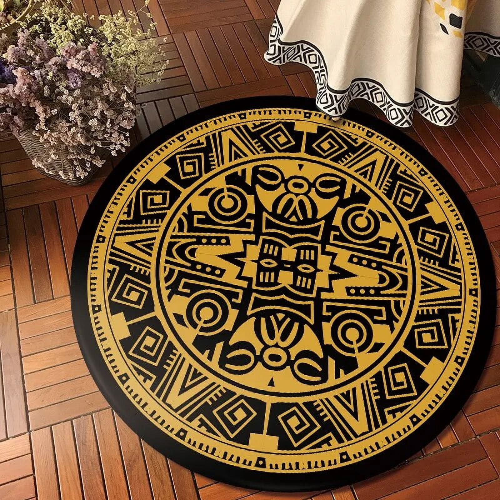 Maya Totem Carpet Folk Style Round Living Room Bedroom Rug Bohemia ...
