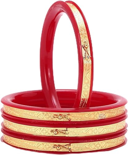 Maya Vera Handcrafted Designer Gold Plated Red Pola Bangles Set of 4 ...