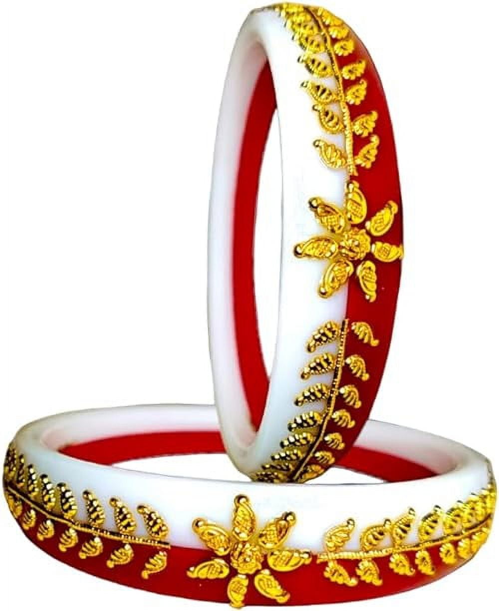 Maya Vera Indian Handcrafted Set of 2 Gold Plated Shakha Pola Plastic ...