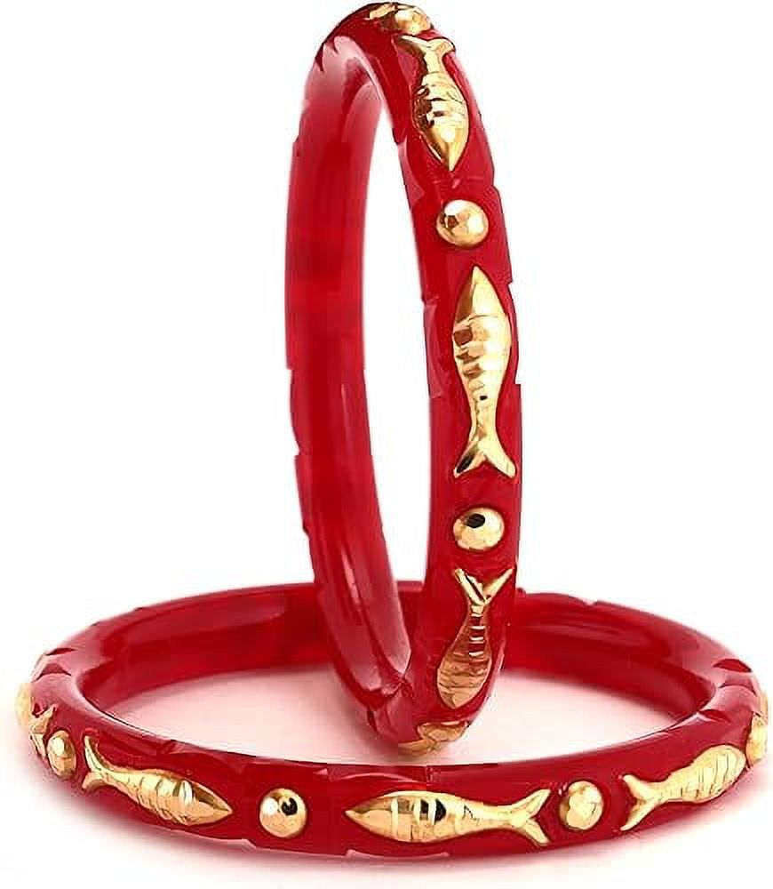 Maya Vera Indian Women's Traditional Red Pola Bangles Set of 2 Handmade ...