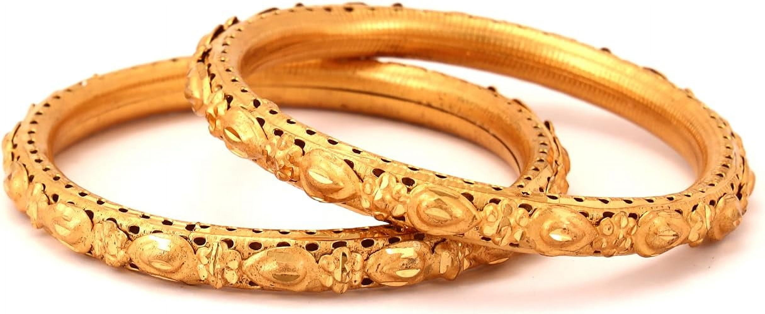 Maya Vera Set of 2 Handcrafted Gold Plated Bangles Traditional Festival Wear Kangan Bollywood ...
